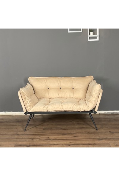 Berta Concept Gromp Yataklı Kolları Açılır Ikili Kanepe Krem