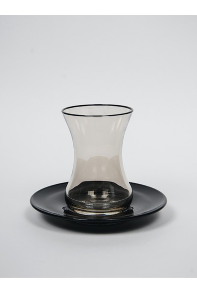 Lelis Glass Luna Siyah Incebelli Çay Seti 12'li