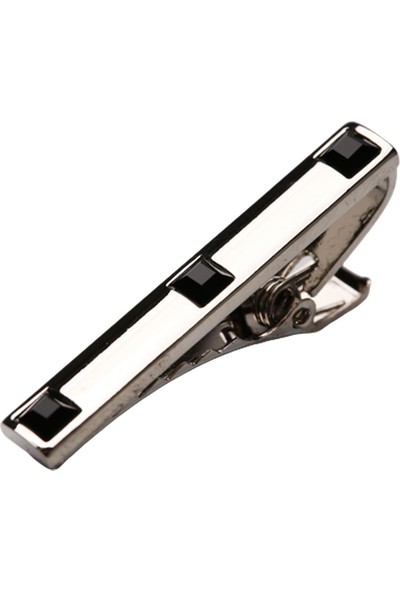 Kravatkolik Gümüş Renk Siyah Taşlı Kravat Iğnesi KIY310 Kravatkolik Gümüş Renk Siyah Taşlı Kravat Iğnesi KIY310