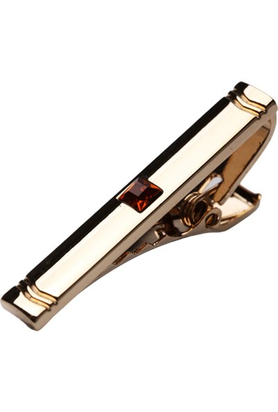 Kravatkolik Altın Renk Turuncu Taşlı Kravat Iğnesi KIY246