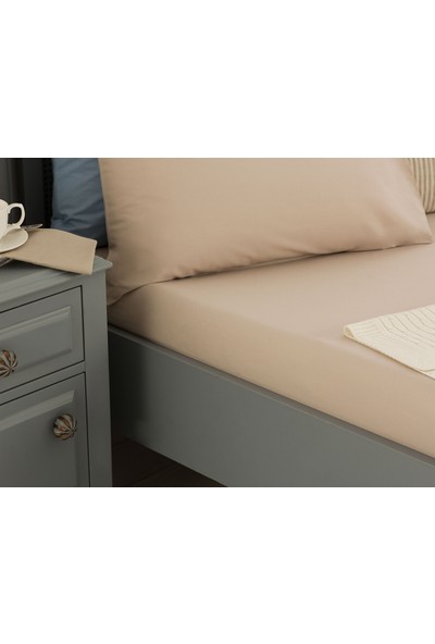 Madame Coco Eloise Ranforce King Size Lastikli Çarşaf - Taş