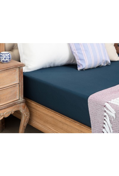 Madame Coco Eloise Ranforce Tek Kişilik Plus Lastikli Çarşaf - Lacivert