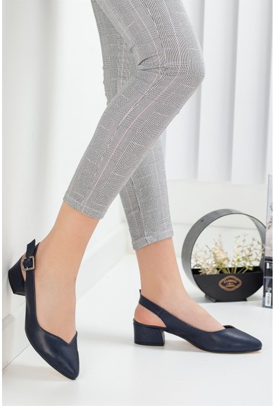 Hayalimdeki Ayakkabı Valentina Lacivert Cilt Topuklu Ayakkabı