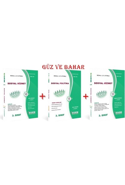Egem Yayınları AÖF Sosyal Hizmet 3 Sınıf Güz ve Bahar 5 ve 6 Dönem Konu Anlatımlı Soru Bankası