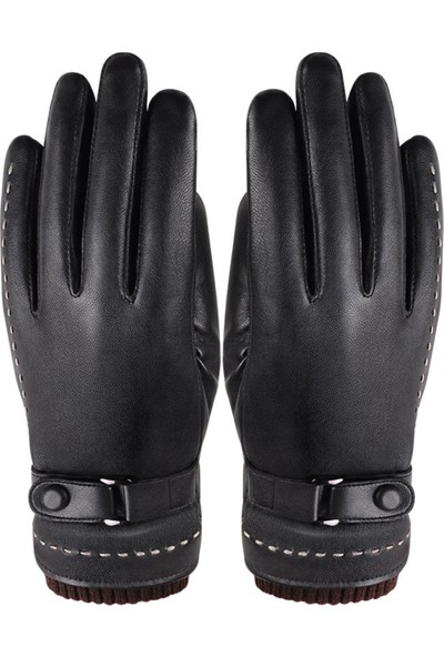 Farfi 1 Çift Çizilmeye Dayanıklı Kalınlaşmış Elastik Faux Deri Eldiven (Yurt Dışından)