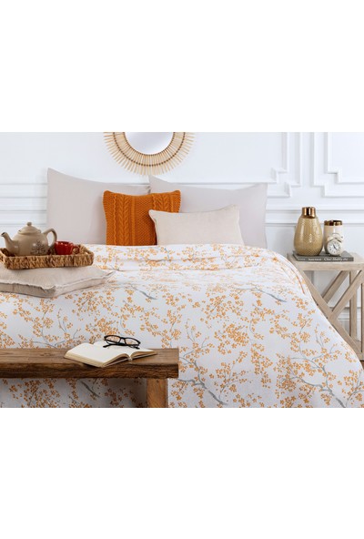 Madame Coco E x orde Çift Kişilik Baskılı Pike - Turuncu