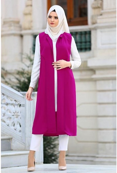 Neva Style New Kenza - Fuşya Tesettür Yelek 4983F Neva Style New Kenza - Fuşya Tesettür Yelek 4983F
