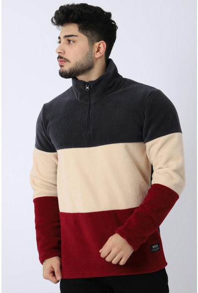 Stilkombin Stilkombin Bld 3 Renkli Yarım Fermuar Polar Sweat