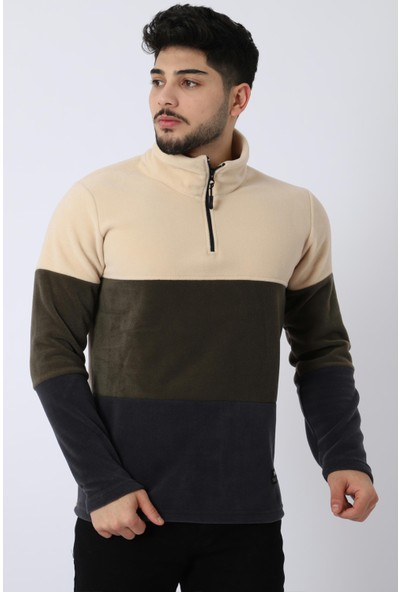 Stilkombin Stilkombin Bld 3 Renkli Yarım Fermuar Polar Sweat