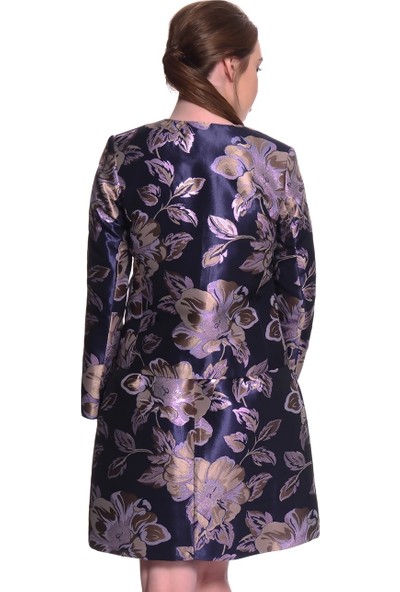 Fabrika Mor Çiçek Desenli Kadın Ceket