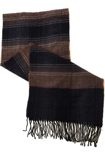 Cotton Bar Ekoseli Kahve Atkı