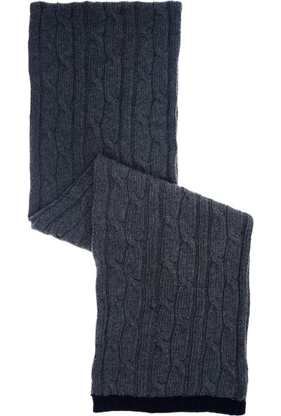 Limon Saç Örgü Desen Gri Erkek Atkı