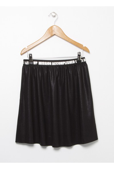 Funky Rocks Normal Bel Mini Boy Evaze Baskılı Siyah Kız Çocuk Etek