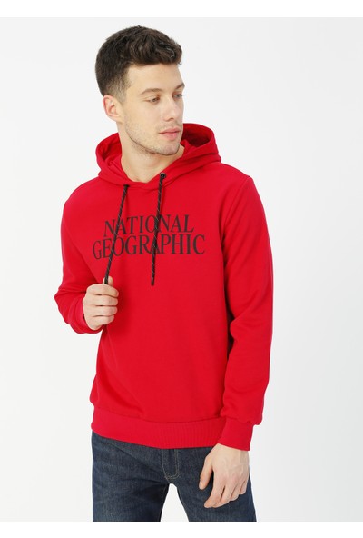 National Geographic Erkek Kırmızı Kapüşonlu Baskılı Sweatshirt National Geographic Erkek Kırmızı Kapüşonlu Baskılı Sweatshirt