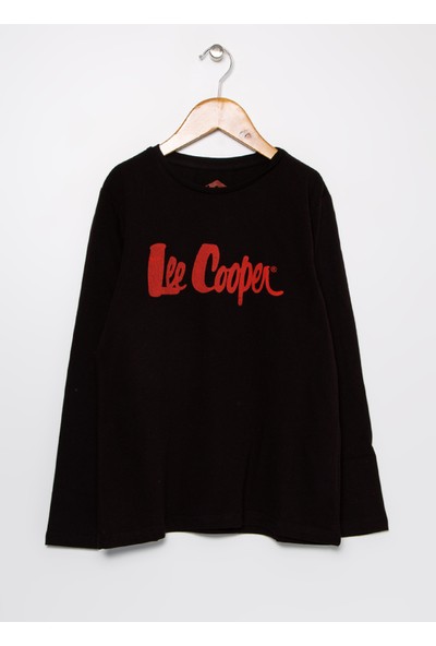 Lee Cooper O Yaka Baskılı Erkek Çocuk Siyah Sweatshirt