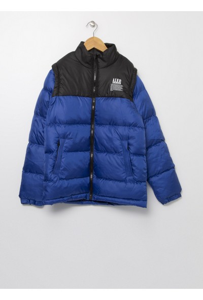 Aeropostale AWB21-01 Siyah - Mavi Dik Yaka Erkek Çocuk Şişme Mont