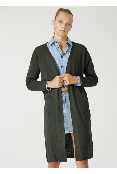 Limon Uzun Kollu Haki Melanj Kadin Hirka