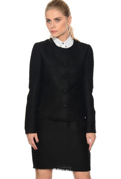 House Of Camellia Bisiklet Yaka Uzun Kollu Düğmeli Siyah Kadın Ceket House Of Camellia Bisiklet Yaka Uzun Kollu Düğmeli Siyah Kadın Ceket