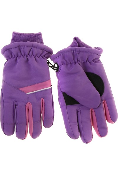 Big White Mor Kız Çocuk Kar Eldiveni