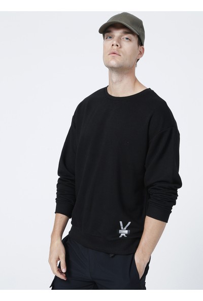 Black On Black Bisiklet Yaka Regular Fit Siyah Erkek Sweatshirt