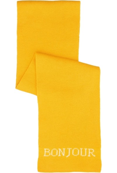 Limon Sarı Yazı Baskılı Kadın Atkı