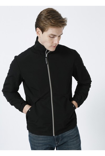 Jack & Jones Düz Yaka Regular Fit Düz Siyah Erkek Sweatshirt