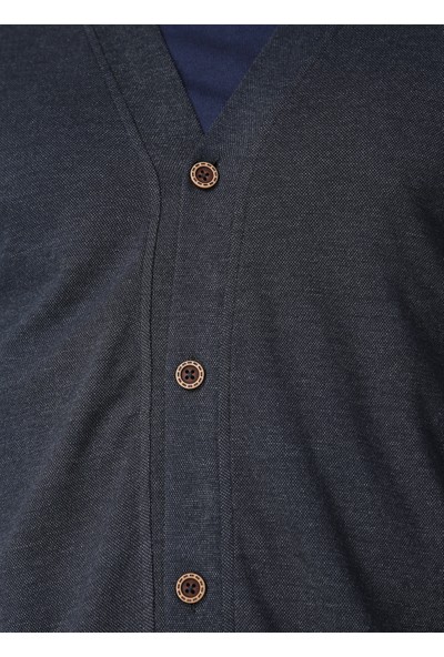 Limon Lacivert Melanj Erkek Hırka