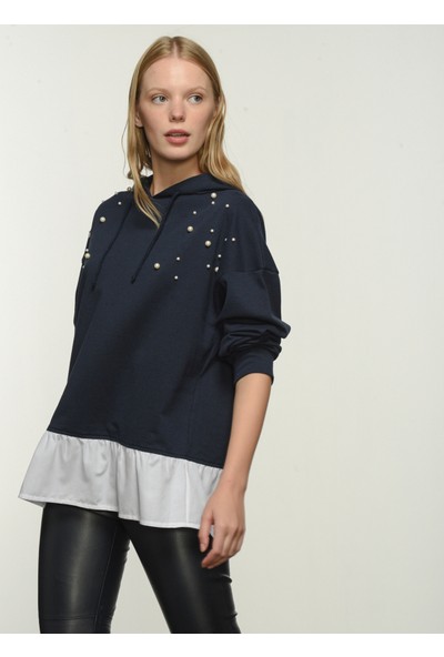 People By Fabrika PFKAW21SW0009 Lacivert Kadın Sweatshirt