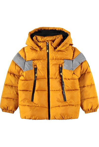 Name It Nkmmarlon Puffer J Turuncu Erkek Çocuk Desenli Kısa Şişme Mont