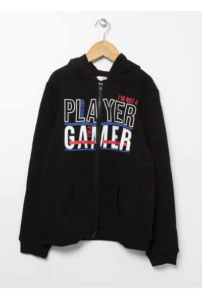 Limon Gamerboy Siyah Kapüşonlu Erkek Çocuk Baskılı Sweatmont