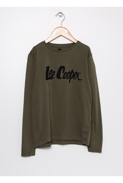 Lee Cooper O Yaka Baskılı Erkek Çocuk Haki Sweatshirt