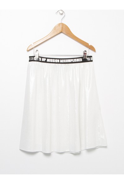 Funky Rocks Mini Boy Evaze Yazı BaskılıGümüş Kız Çocuk Etek