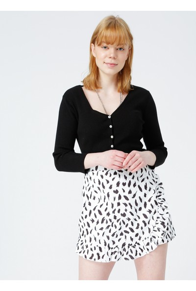 Aeropostale Trıkole V Yaka Uzun Kollu Dar Kalıp Siyah Kadın Hırka