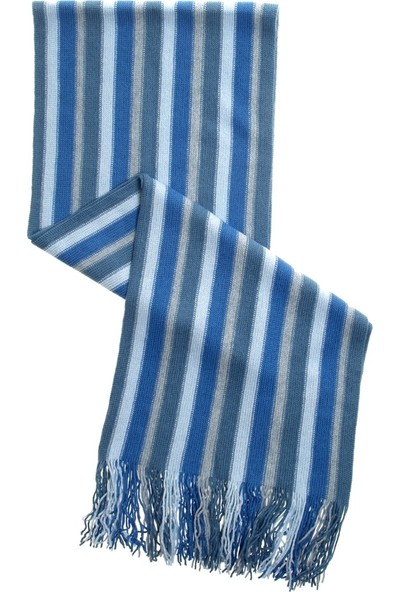 Limon Çizgi Desenli Erkek Desenli Mavi Atkı