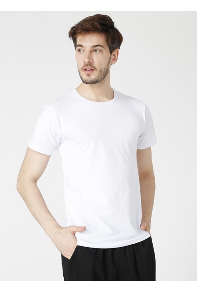 Fabrika Beyaz Erkek Bisiklet Yaka TekliPamuk Fanila