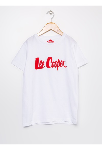 Lee Cooper Bisikilet Yaka Baskılı Erkek Çocuk Beyaz T-Shirt