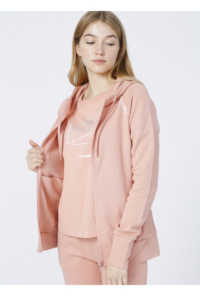 Hummel Inter Zip Hoodie Pembe Uzun Kollu Desensiz Kadın Zip Ceket