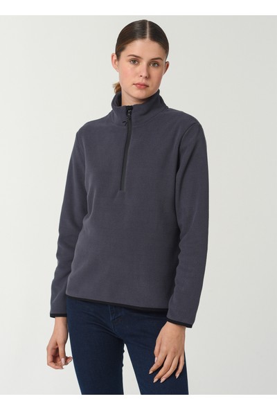 National Geographic Dik Yaka Standart Kalıp Düz Antrasit Kadın Polar Sweatshirt - W-Angel National Geographic Dik Yaka Standart Kalıp Düz Antrasit Kadın Polar Sweatshirt - W-Angel