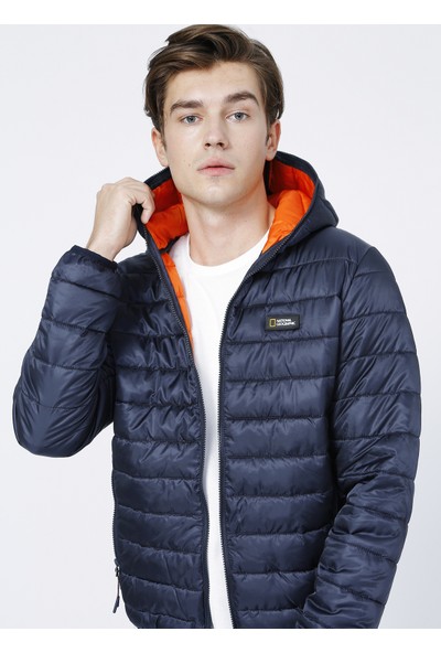 National Geographic Lıon Lacivert Kapüşonlu Erkek Şişme Mont