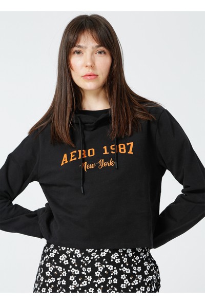 Aeropostale Kadın Siyah Kapüşonlu Sweatshirt