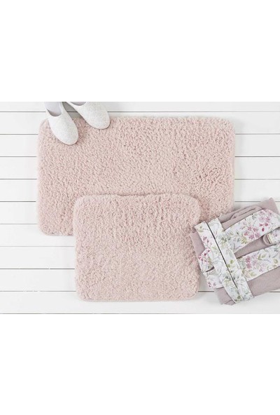 Madame Coco Sheep 2'li Banyo Paspas Takımı - Pudra Madame Coco Sheep 2'li Banyo Paspas Takımı - Pudra