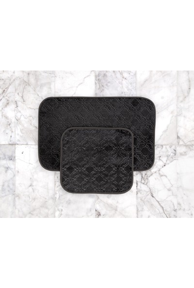 Madame Coco Prunella 2'li Banyo Paspası - Antrasit - 50 x 80 + 45 x 50 cm Madame Coco Prunella 2'li Banyo Paspası - Antrasit - 50 x 80 + 45 x 50 cm
