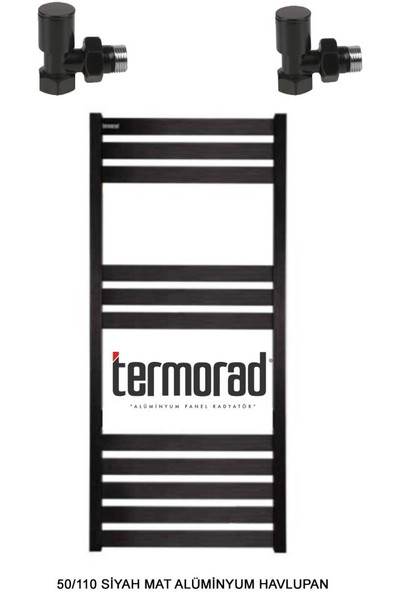 Termorad 50 x 110 cm Termorad Petsa Slim +2 Adet Radyatör Havlupan Vanası Siyah Mat 1/2' Termorad 50 x 110 cm Termorad Petsa Slim +2 Adet Radyatör Havlupan Vanası Siyah Mat 1/2'