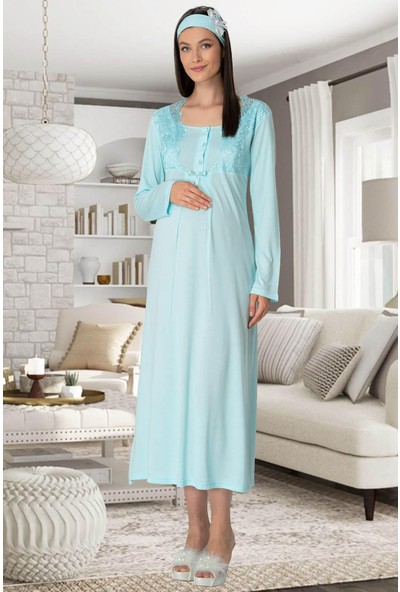 Mecit 5343 Dantelli Pudra Hamile Lohusa Gecelik
