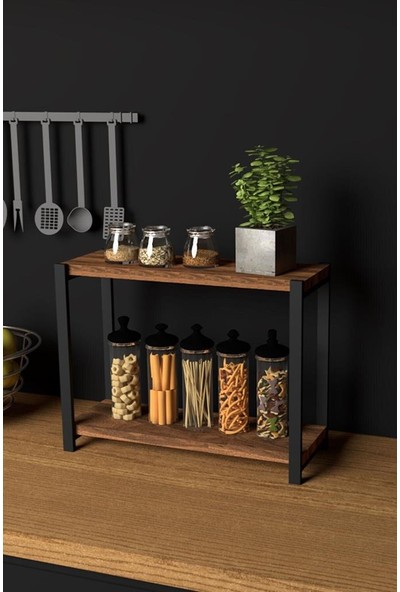 Ntnrcpro Metal Mutfak Tezgah Üstü Organizer 2 Yüksek Raflı Banyo Mutfak Düzenleyici Ceviz