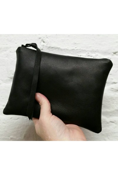 HCG Siyah El Çantası Deri Orta Boy HCG Siyah El Çantası Deri Orta Boy