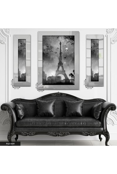 Evine Moda Eyfel Kulesi Gümüş 3 Parça Aynalı Tablo Evine Moda Eyfel Kulesi Gümüş 3 Parça Aynalı Tablo
