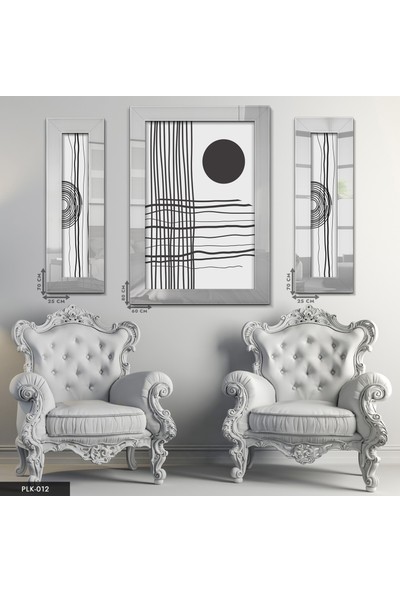 Evine Moda Çizgiler Gümüş 3 Parça Aynalı Tablo Evine Moda Çizgiler Gümüş 3 Parça Aynalı Tablo