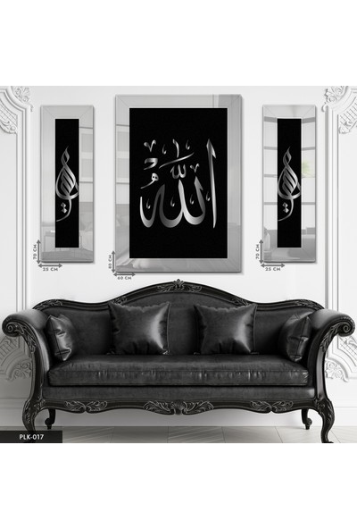 Evine Moda Allah Lafzı Gümüş 3 Parça Aynalı Tablo Evine Moda Allah Lafzı Gümüş 3 Parça Aynalı Tablo