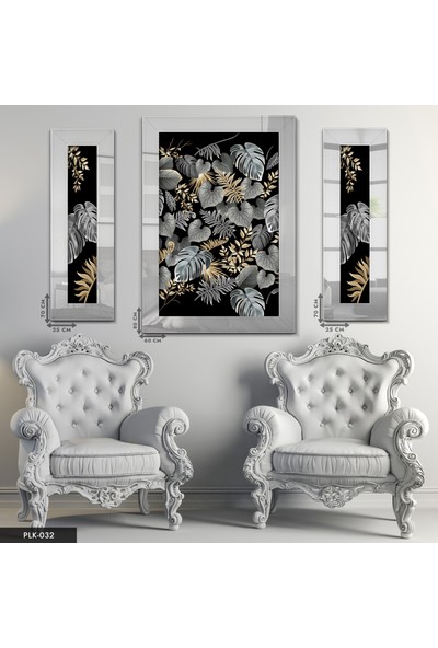 Evine Moda Yaprak Gümüş 3 Parça Aynalı Tablo Evine Moda Yaprak Gümüş 3 Parça Aynalı Tablo